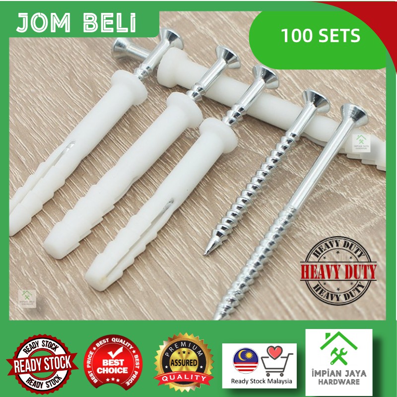 IMP NYLON WALL PLUG ANCHOR WITH SCREWS NYLON WALLPLUG WITH SCREW (100SETS) | Shopee Philippines