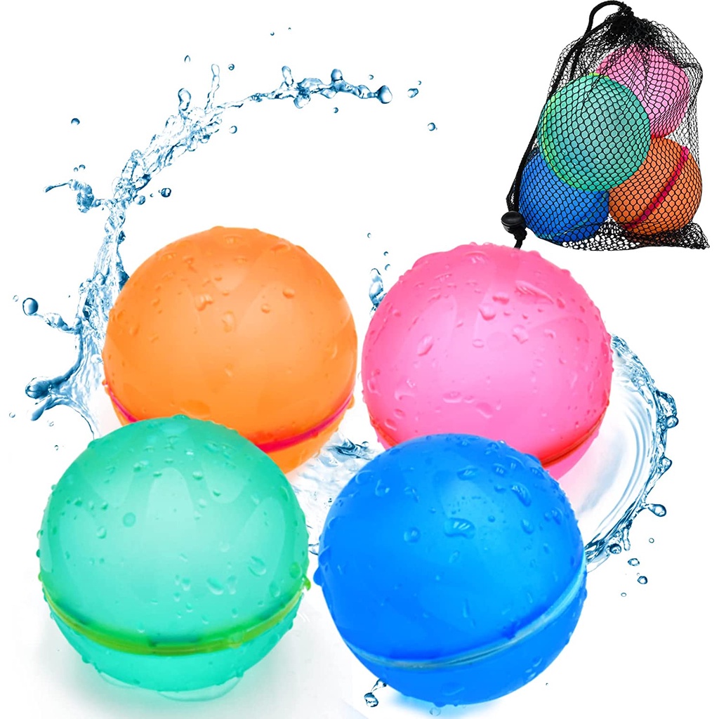 4Colors Reusable Water Balloons Latex Free Silicone Water Splash Ball ...