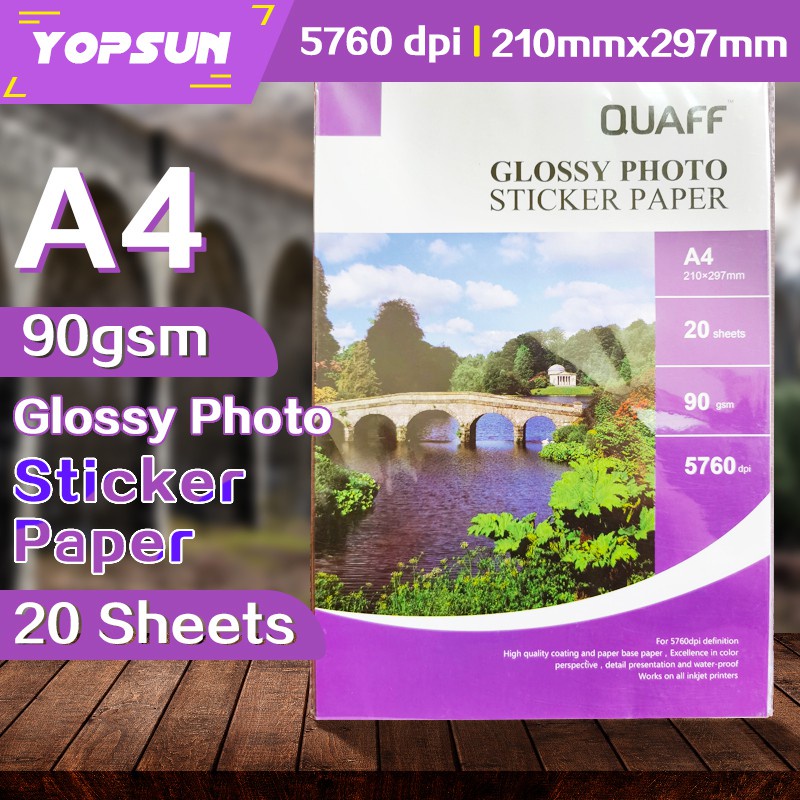 Quaff Photo Sticker Paper 90Gsm & 135Gsm Glossy A4 | Shopee Philippines