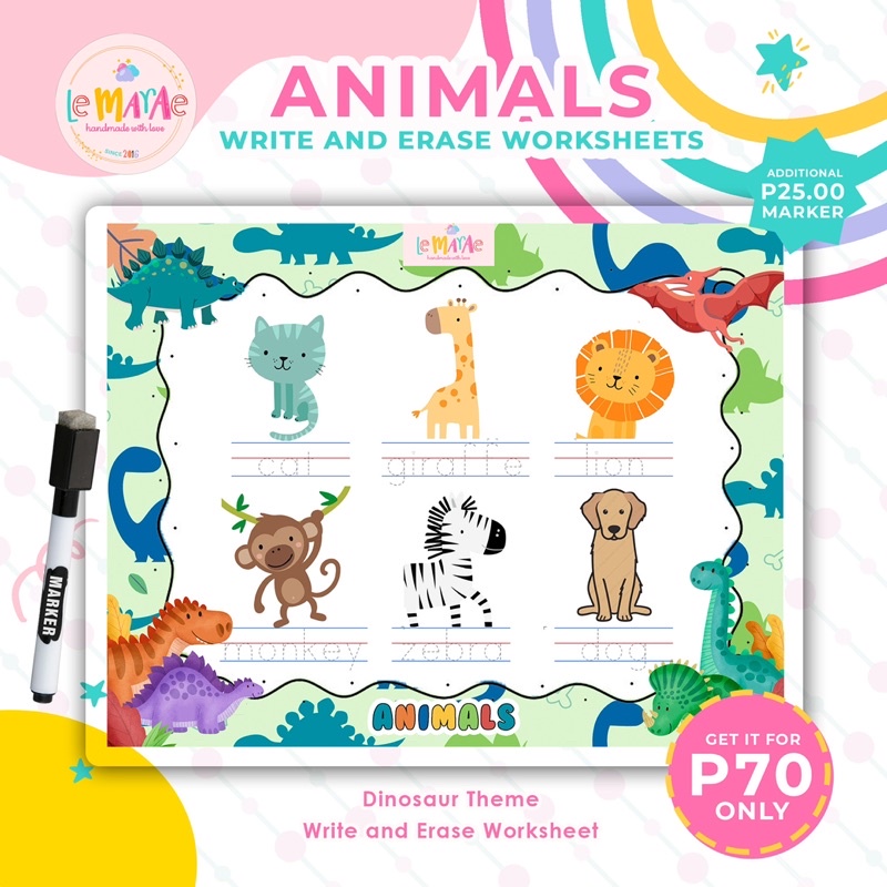 Le Marae Shop - Write and Erase Tracing Laminated Worksheets for Kids ...