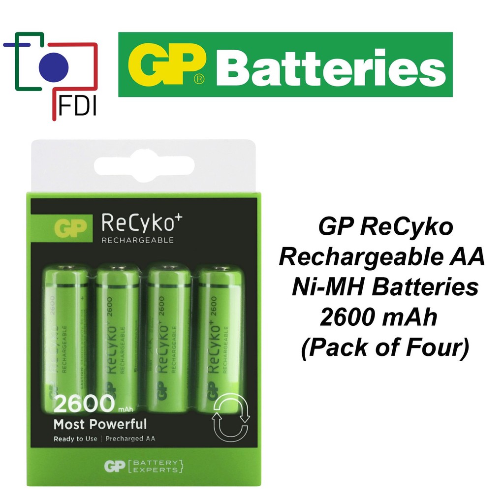 GP Recyko 2600 mAh mah rechargable size AA battery (4 pcs per pack ...