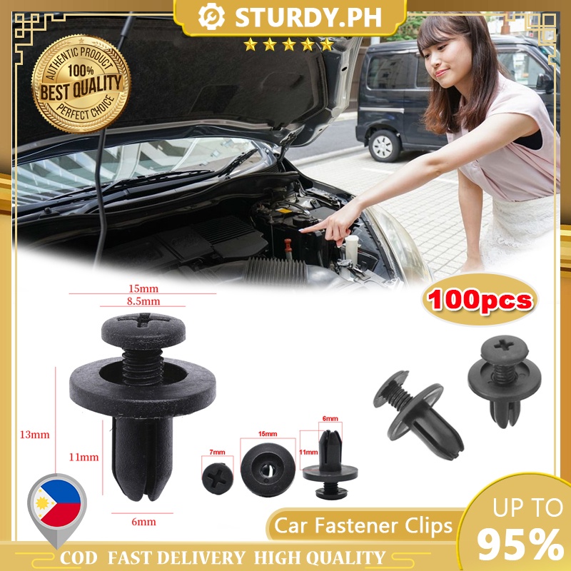 100pcs Universal Push Retainer Pin Rivet Auto Fastener Clip Car Roof ...