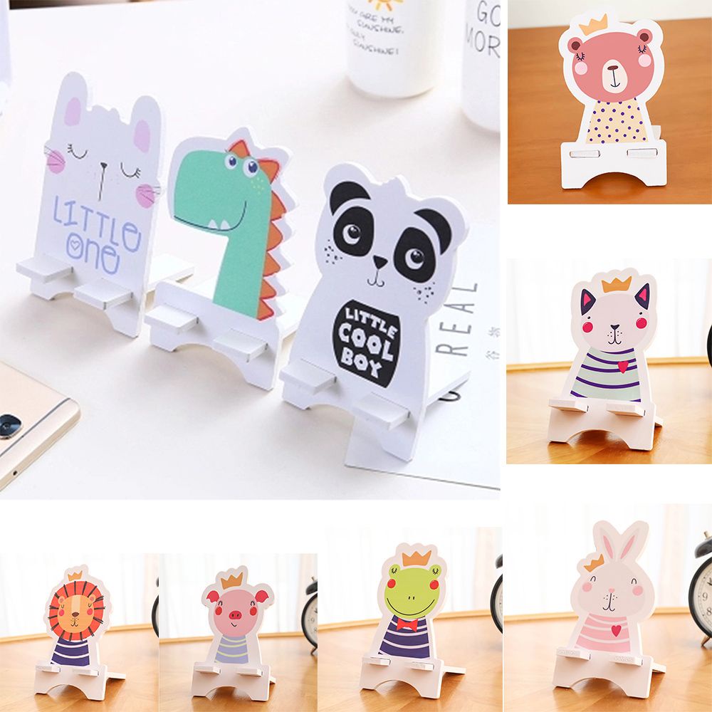 Cute Cartoon Animals Wood Mobile Phone Holder Support Creative Wooden ...