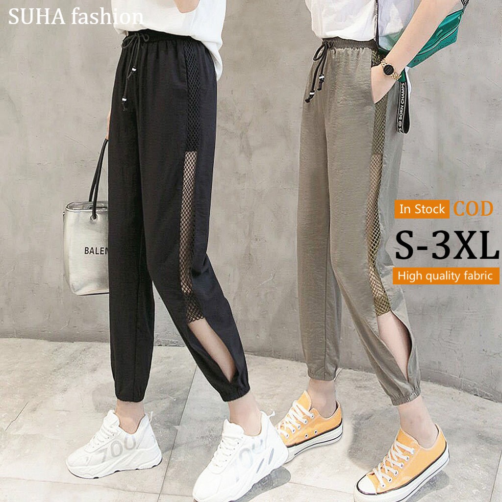 Summer Women's Loose Nine Point Ice Silk Air Conditioning Wide Leg ...