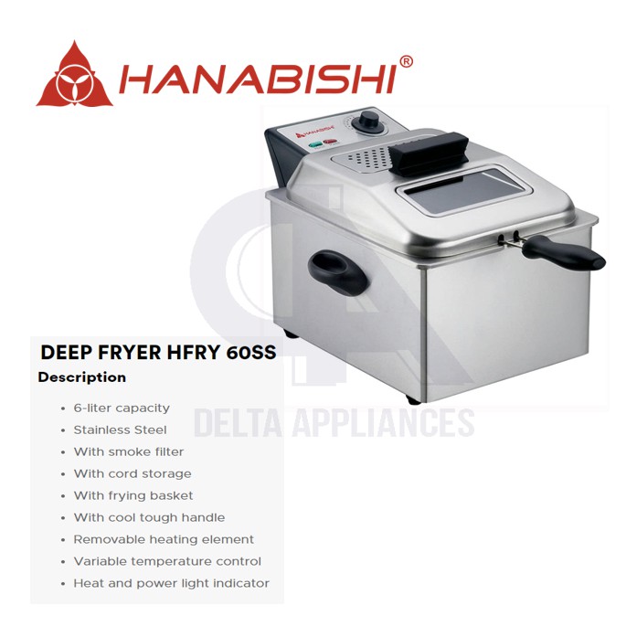 Hanabishi Deep Fryer 6L Stainless Steel Fast Heating Durable Original w ...