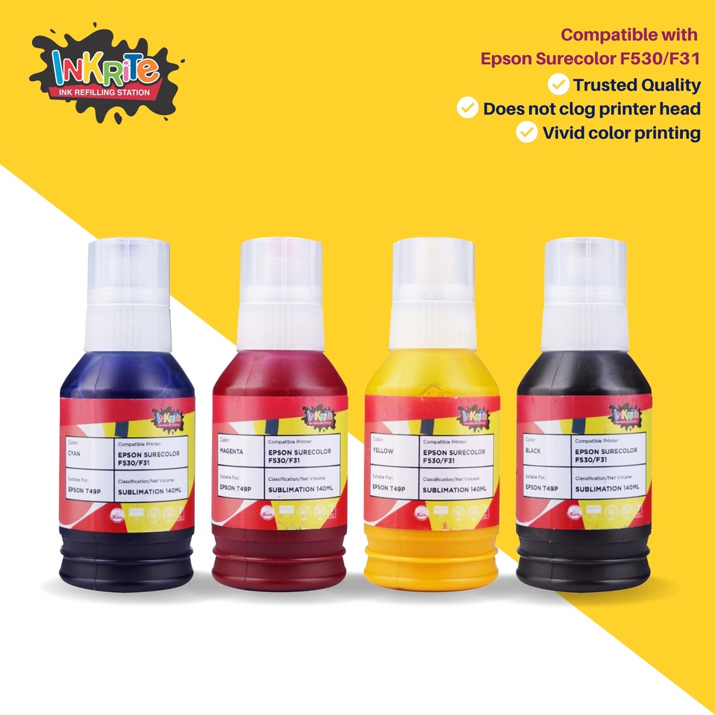 Inkrite Sublimation Ink for Epson T49P for Epson Surecolor SC-F530 SC ...