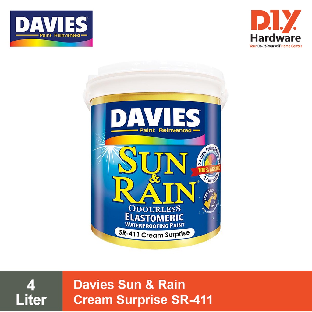 Davies Sun And Rain Elastomeric Water Proofing Paint Cream Surprise (Sr-411) 4L | Shopee Philippines