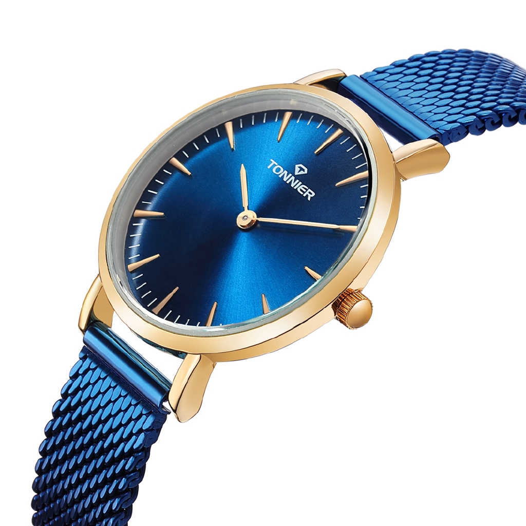 Tonnier 1282 stainless steel ultra thin women's quartz watch fashion ...