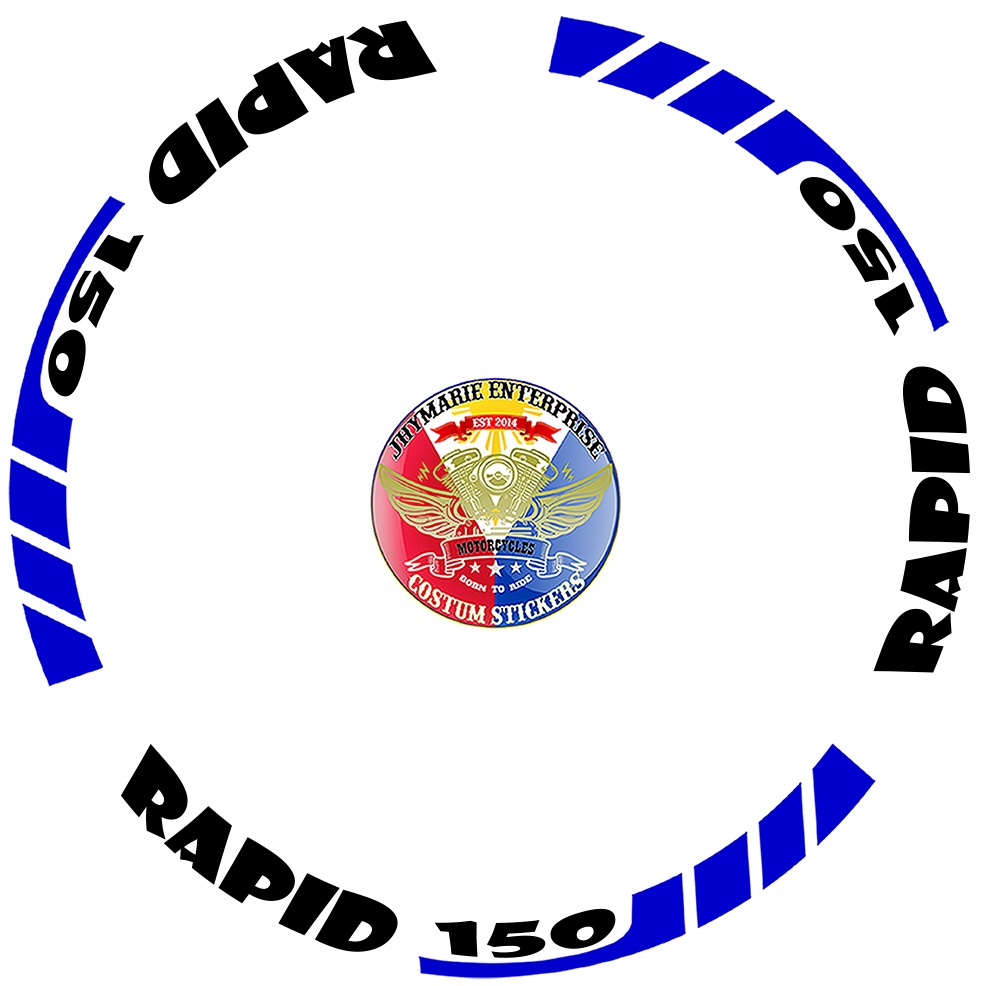 RUSI RAPID 150 MAGS STICKER set for 2 wheels both sides front and rear ...