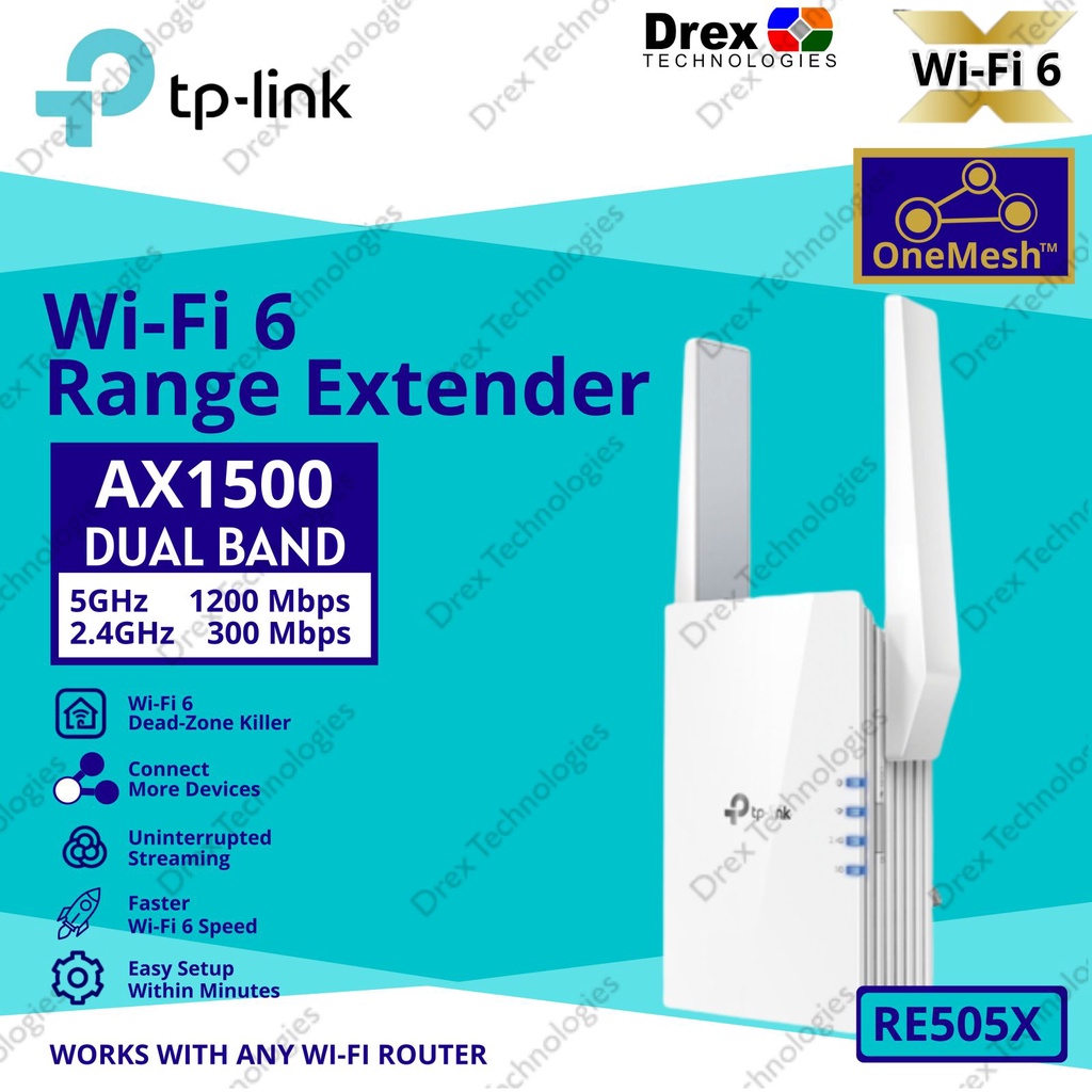 TP-LINK RE505X Wi-Fi 6 Range Extender AX1500 Dual Band Range Extender ...
