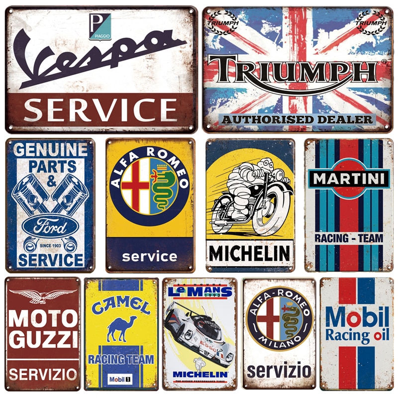 2024 Martini Metal Billboards Vintage Vespa Service Metal Billboards ...