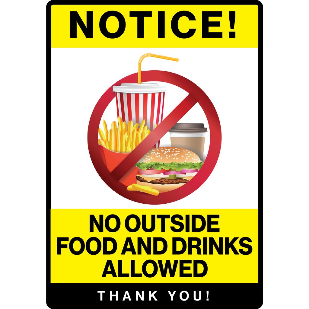No Outside Food And Beverage Allowed Signs, Signage on 3mm Sintra ...