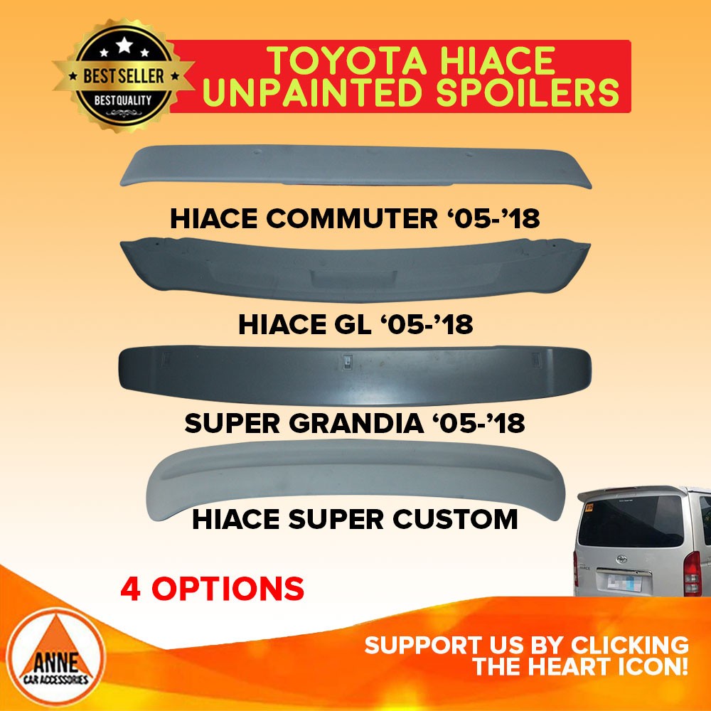 Unpainted Spoiler for Hiace GL Grandia / Commuter Deluxe / Hiace Super ...