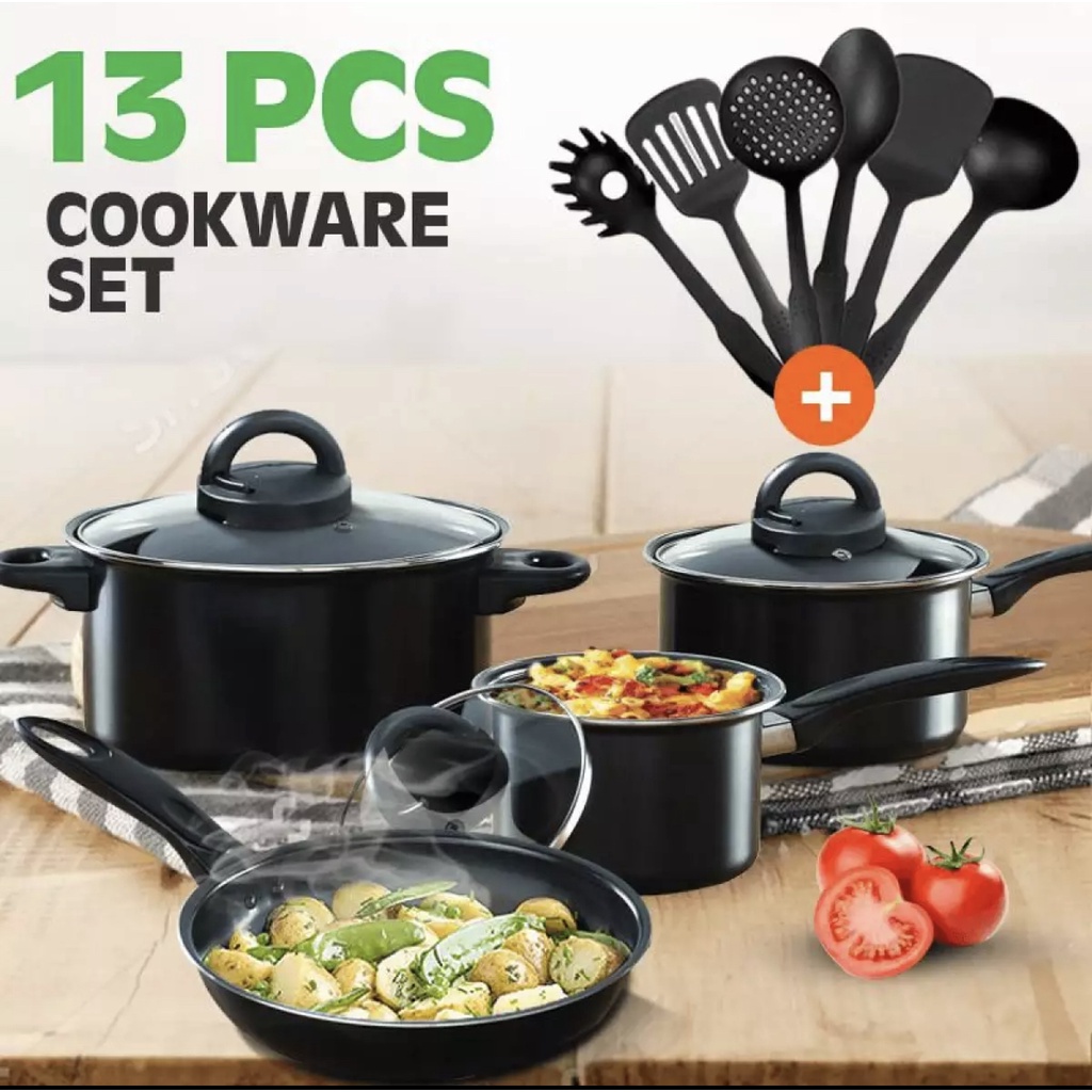 13pcs kitchenware cookware set non-stick wok soup pot fry pan saucepan ...