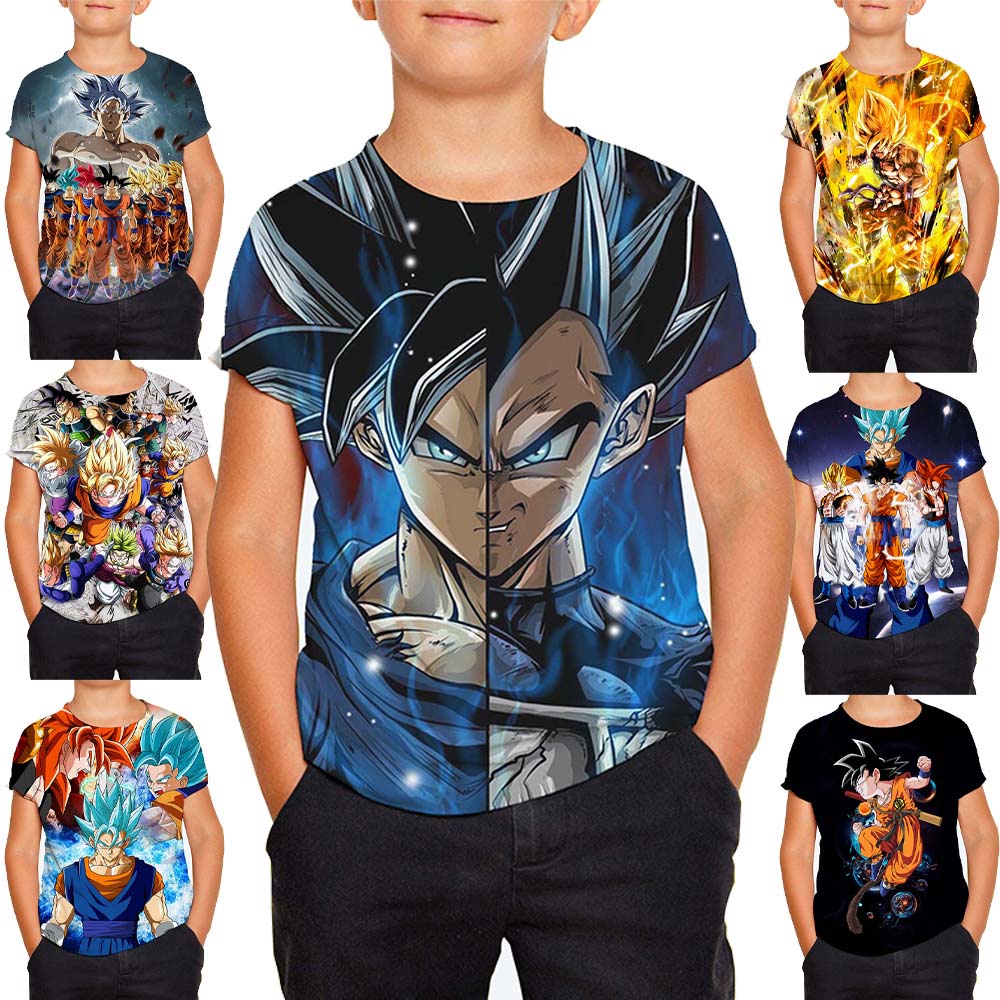 Dragon Ball Pattern 3D Printing Kids Boy TShirt Summer Anime Goku ...