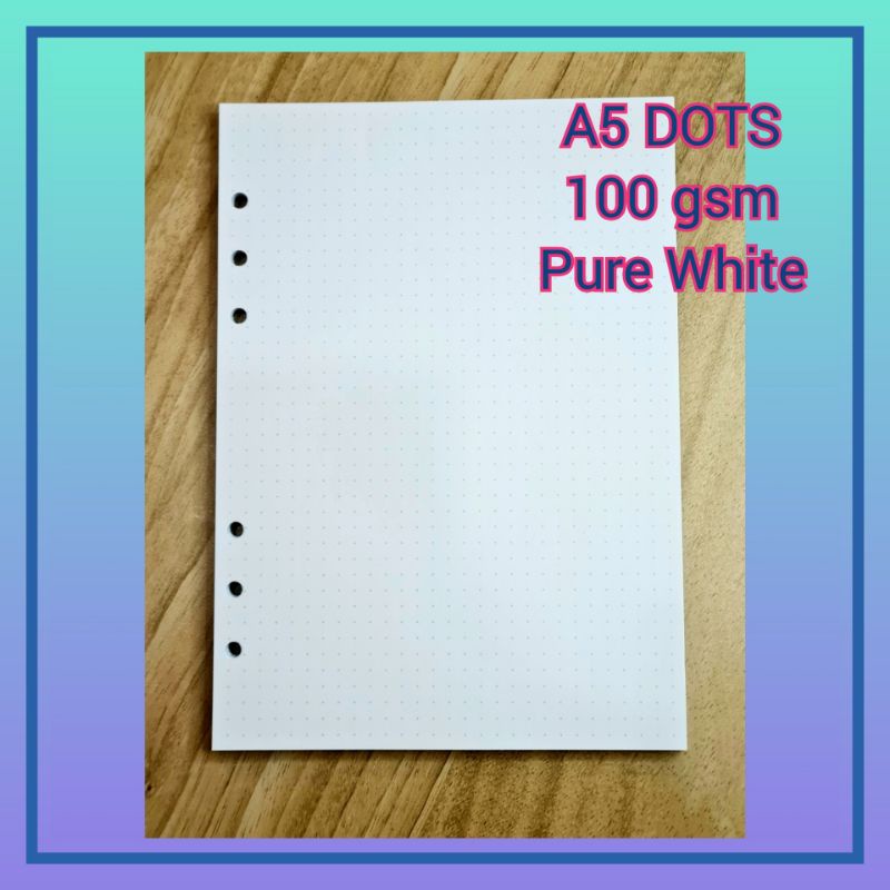 100gsm PURE WHITE A5 DOT/ LINE/ GRID 6RING PLANNER INSERTS REFILL ...