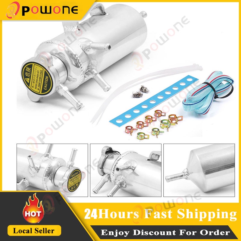 POWONE Racing Universal 60MM Radiator Alloy Breather Air Separator Tank ...