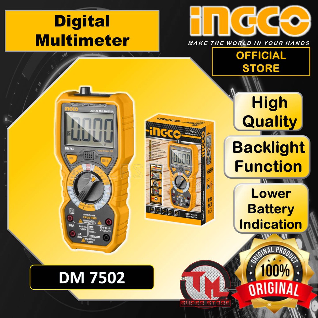 INGCO Multitester Multimeter Digital DM7502 • Tm ss | Shopee Philippines