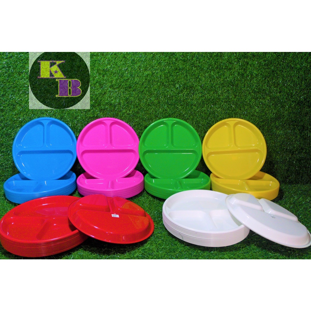 #8013 DIVIDED ROUND PLASTIC PLATE (Sold Per Doz) | Shopee Philippines