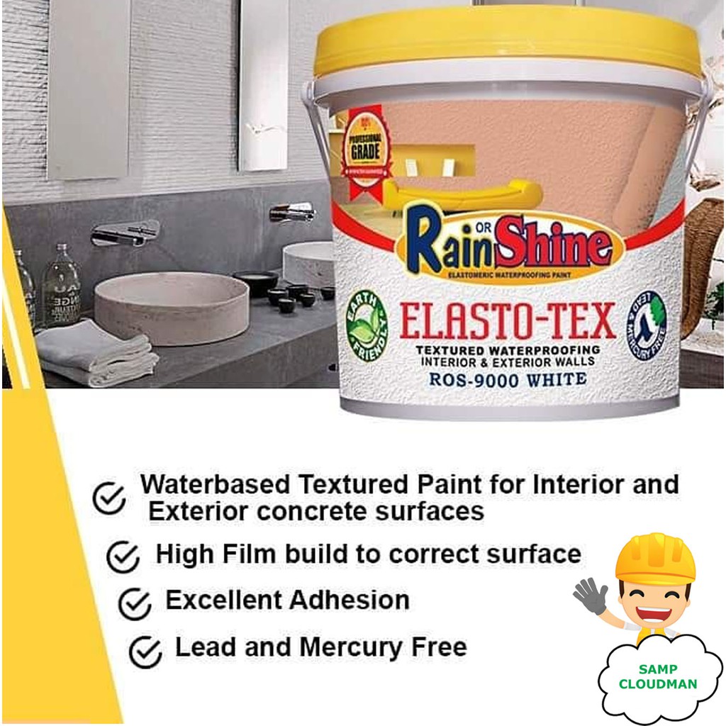 Rain or Shine Elasto-Tex Textured Waterproofing Paint White 4 Liters ...