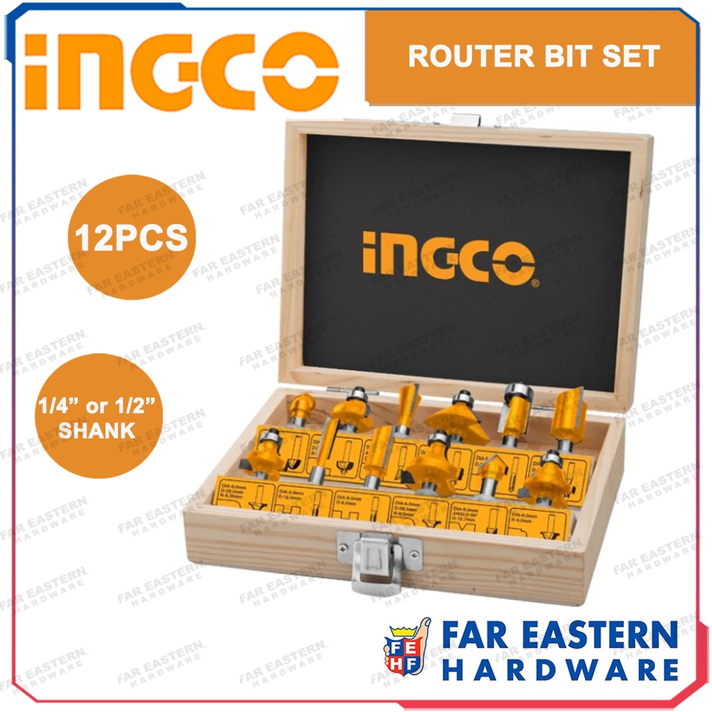 INGCO Router Bit 12pcs Set INAC | Shopee Philippines