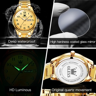 OLEVS Watch For Men Quartz Original Waterproof Gold Sliver Calendar ...