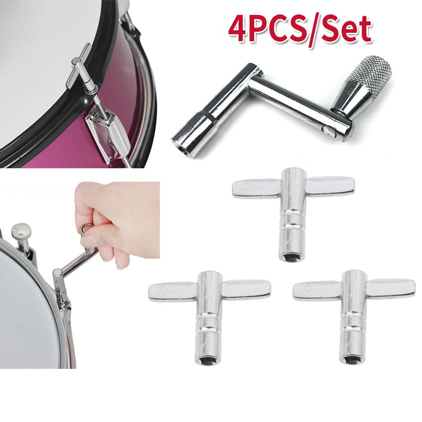 4 Pack Drum Skin Tuning Key Tuner Square Socket 5mm Drum Skins Metal ...