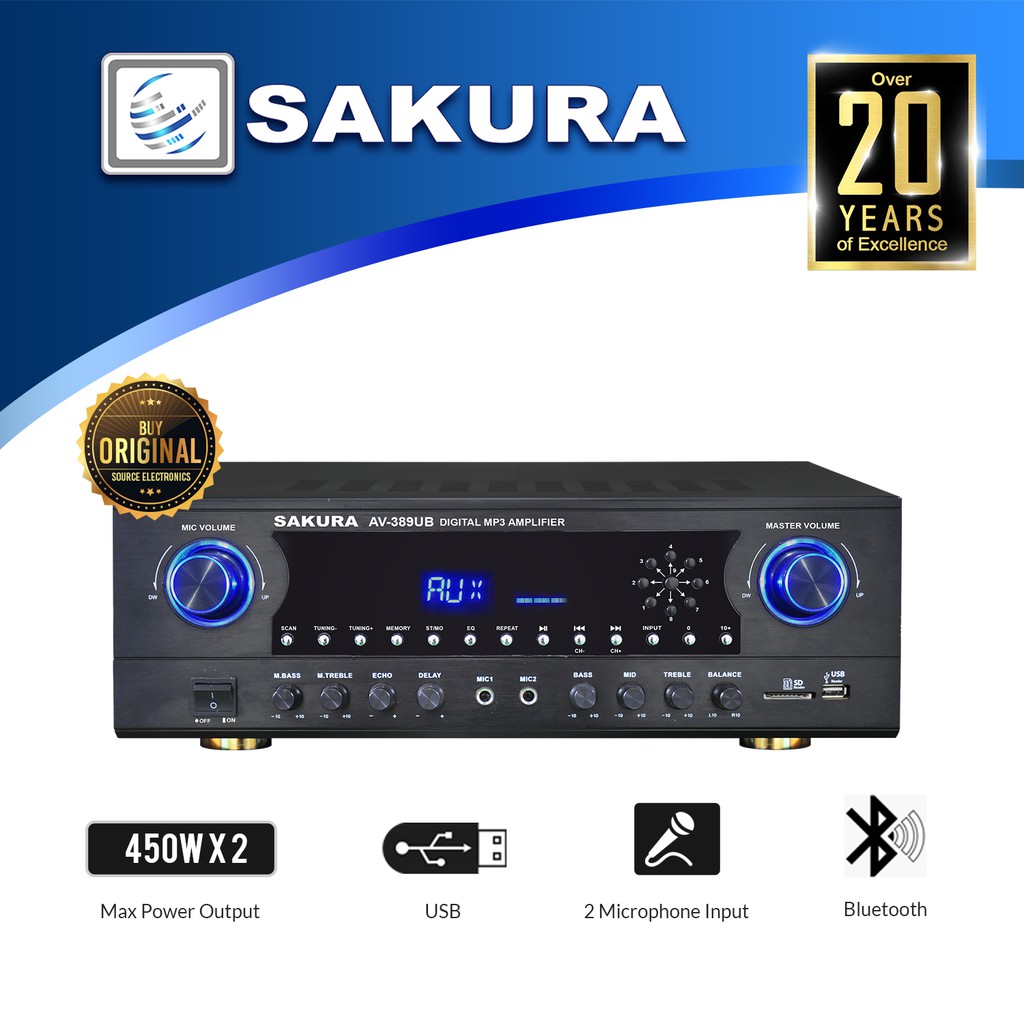 Sakura AV-389UB 450W X 2 5.1 Channel AV Amplifier with FM Tuner, USB/SD ...