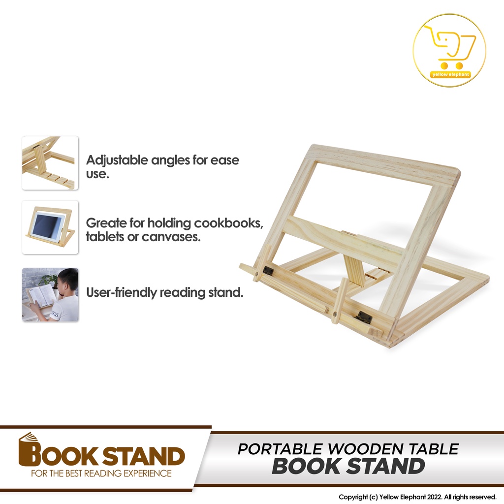 Wooden Book Stand, Foldable, Page Holder, Angle Tilt, Elegant Design ...