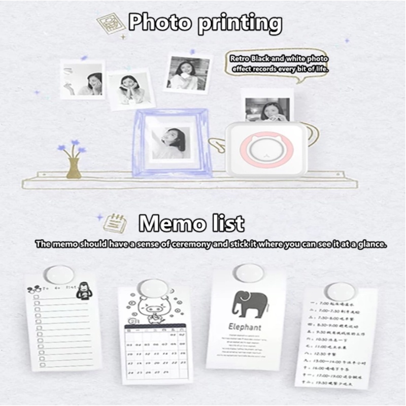 Mini Portable Wireless Bluetooth Thermal Photo Pocket Printer with ...