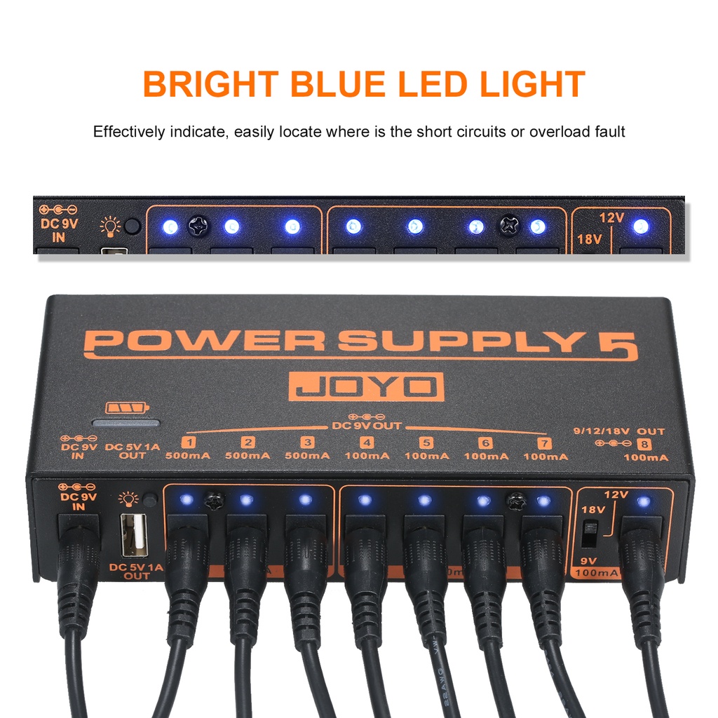 JOYO JP-05 Guitar Effects Power Supply 8 Isolated Output Distributor ...