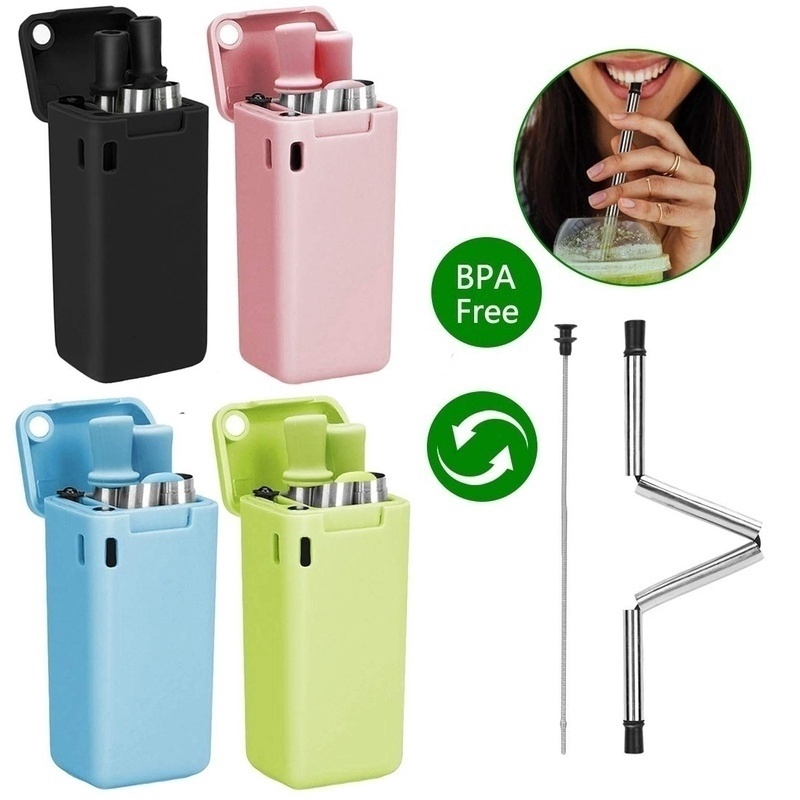 New Collapsible Reusable Drinking Straws Stainless Steel Food-Grade ...