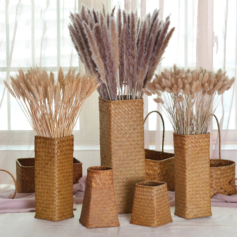 Nordic Rattan Vase Seaweed Woven Flower Basket Mother's Day Home ...