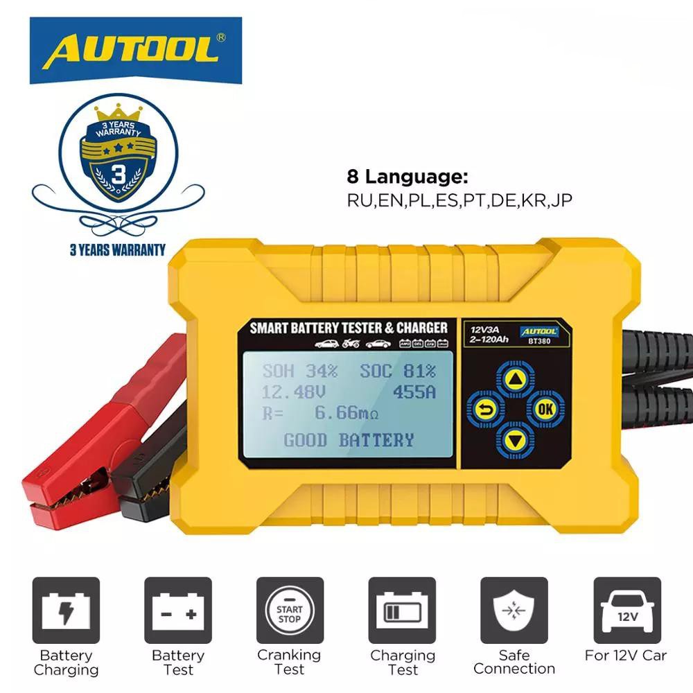 AUTOOL BT380 12V Automotive Battery Tester Analyzer Reverse Polarity ...