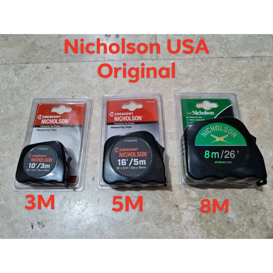 Nicholson Metro Tape Measure Steel Tape 3 meters / 5 meters / 8 meters ...