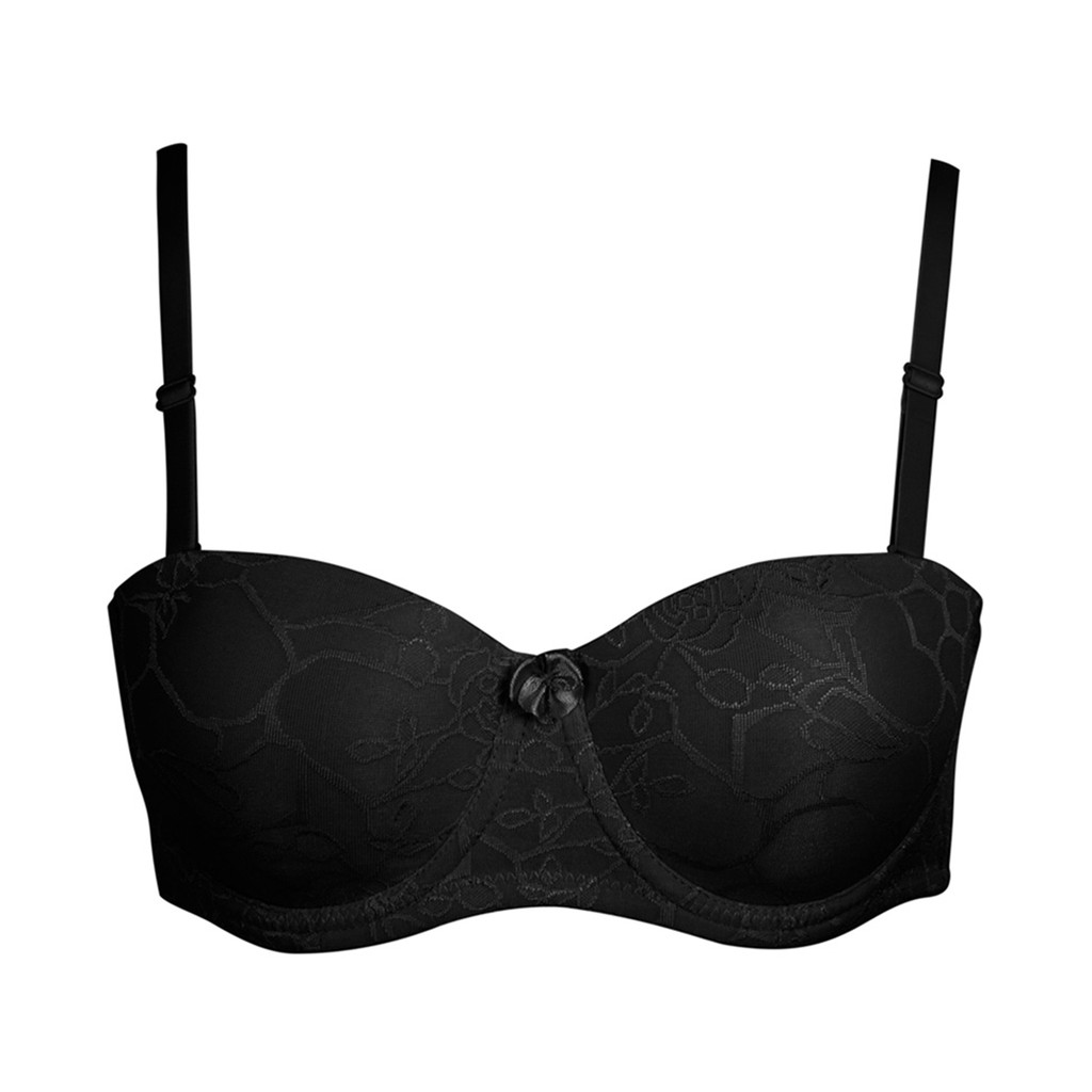 BARBIZON 100% Authentic Ladies Jacquard Underwire Half Cup Bra Black ...
