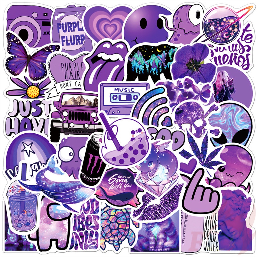 Ins Purple Romantic Series 03 Stickers 50Pcs/Set DIY Fashion Mixed ...
