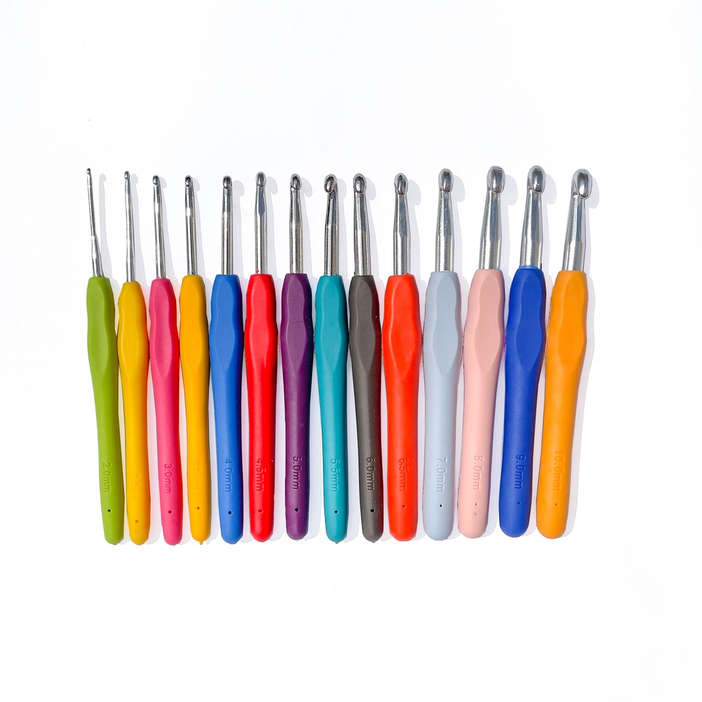Ergonomic Colorful Crochet Hook Hooks with Rubber / SIlicon Silicone ...