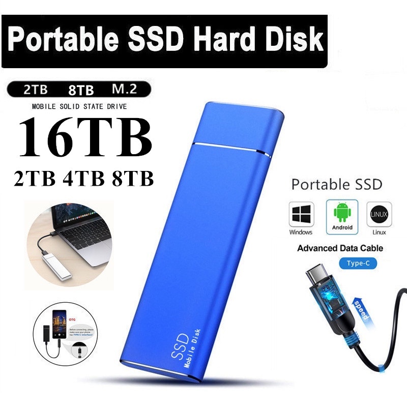 External SSD 16TB 8TB 4TB 2TB for Redmi Note 10 Mobile Solid State Hard Drive USB 3.1 External ...