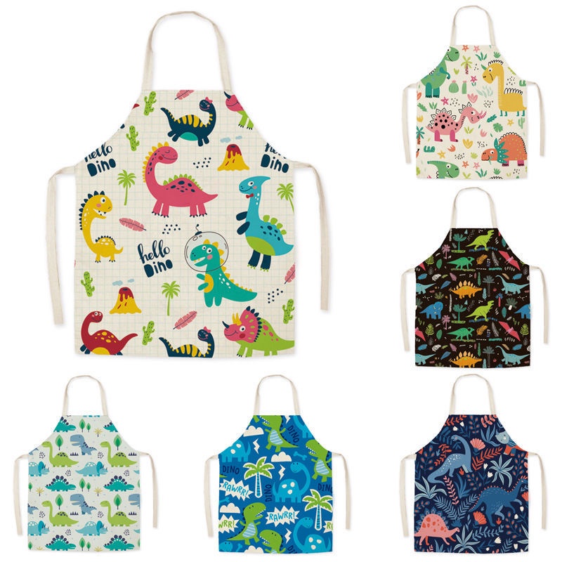 Apron Kids Art Cartoon Dinosaur Apron Children Baking Apron Waterproof ...
