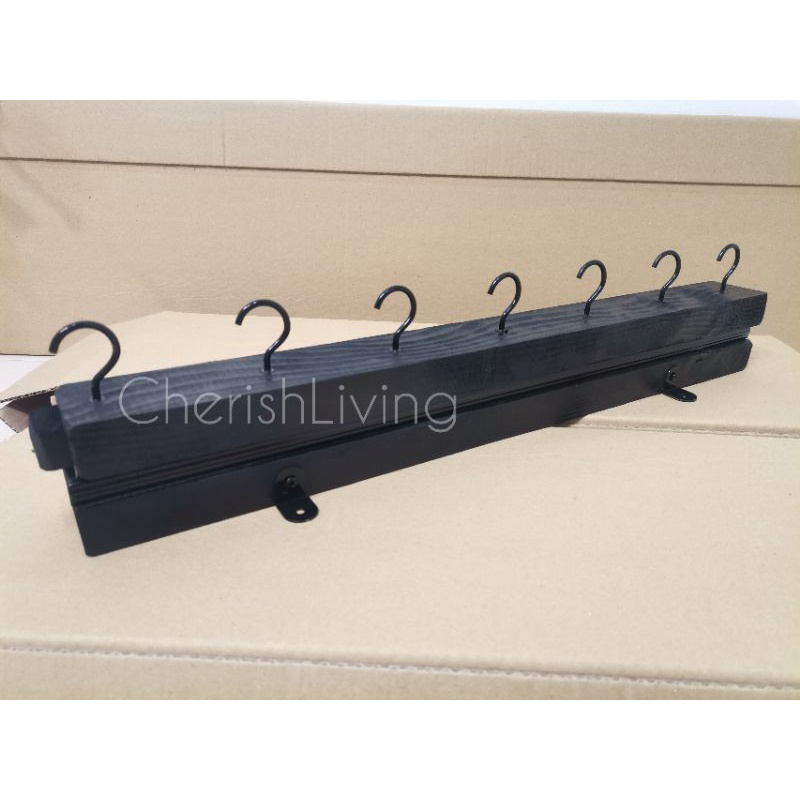 Kitchen Pull out pan hanging rack (Rak Kuali Dapur Tarik) | Shopee ...