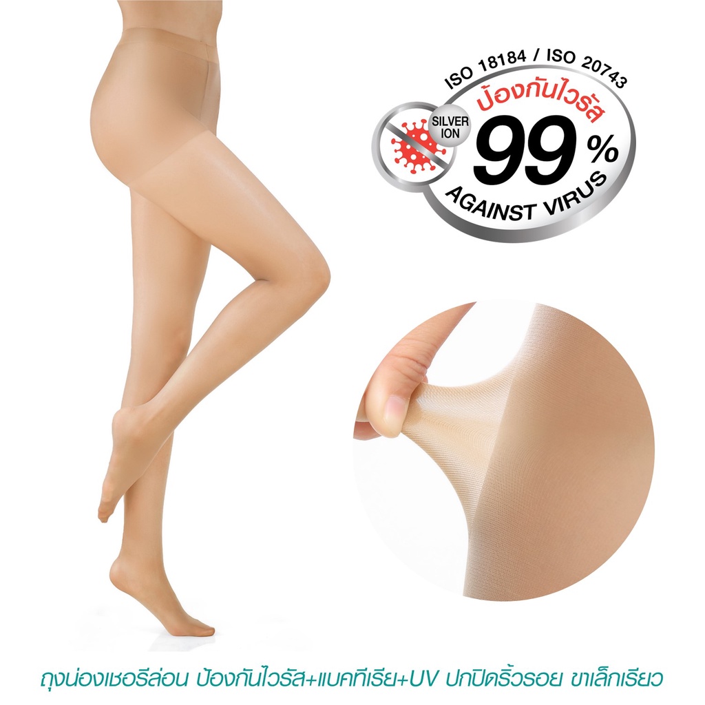 Cherilon Cherry Nylon Pantyhose Support Meat Prevent Covid Virus + Bacteria + Musty Smell + Uv ...