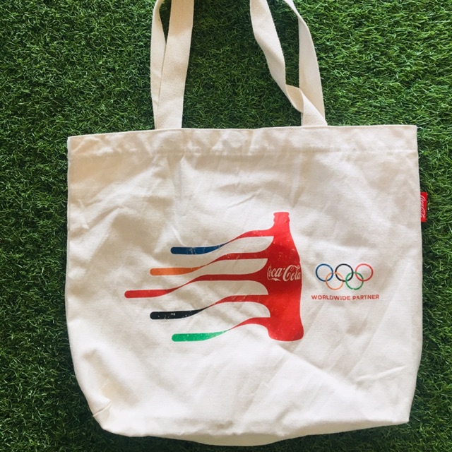 Authentic Coke Bag Calico 44 * 38 Hrs Love The World coca cola ...