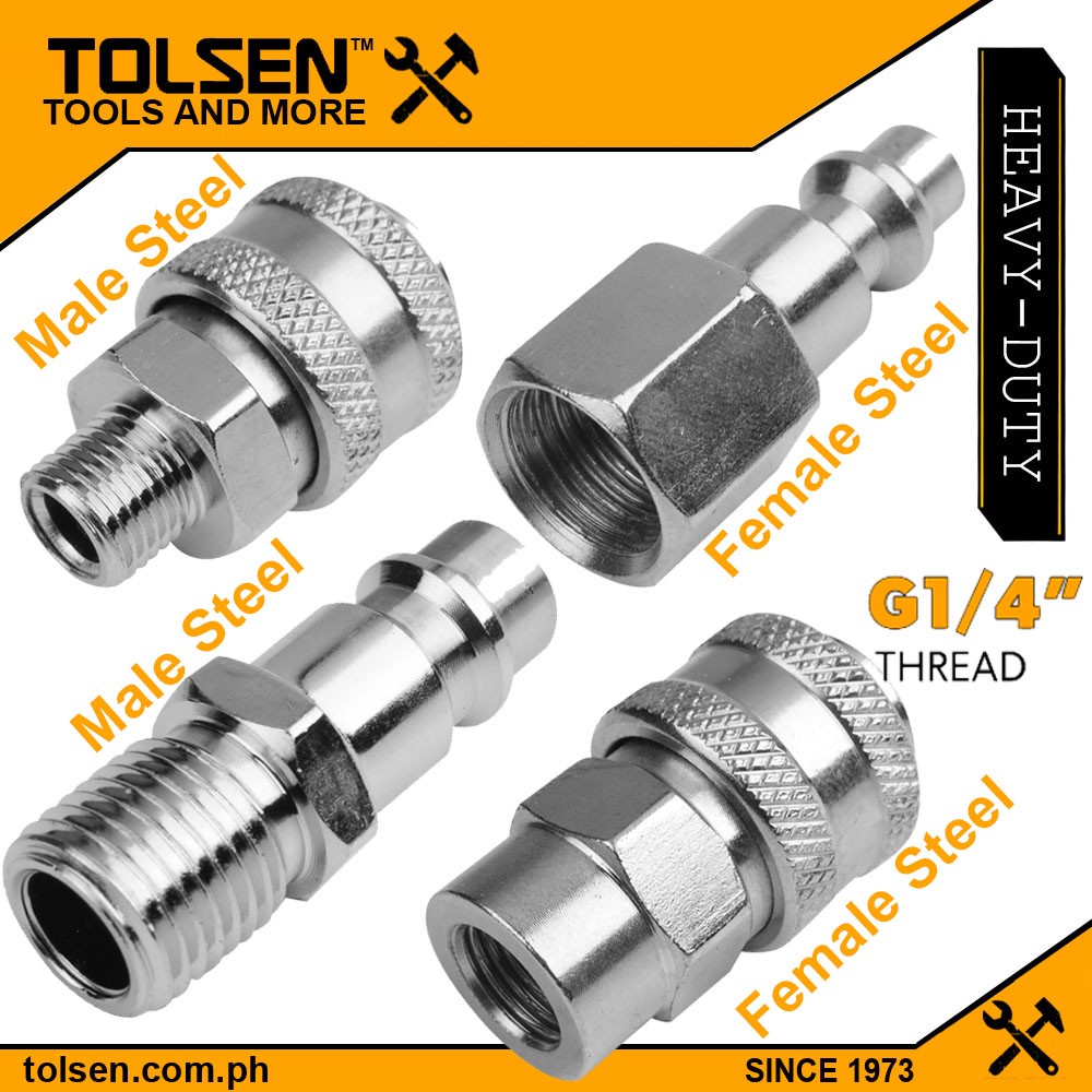 Tolsen Quick Release Air Coupler Connector Male & Female (1/4" Euro ...