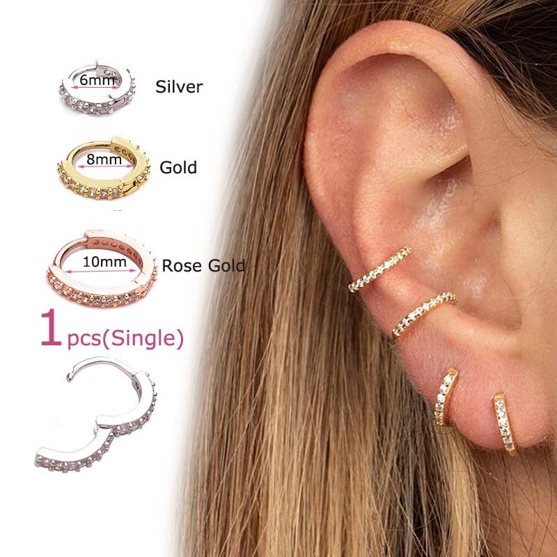1pcs Mini Hoop Earrings Tragus Rook Lobe Auricle Helix Piercing 6mm 8mm ...