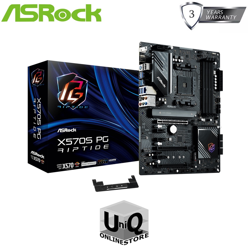 ASRock X570S PG Riptide AMD X570 Chipset ATX Gaming Motherboard with 10 ...