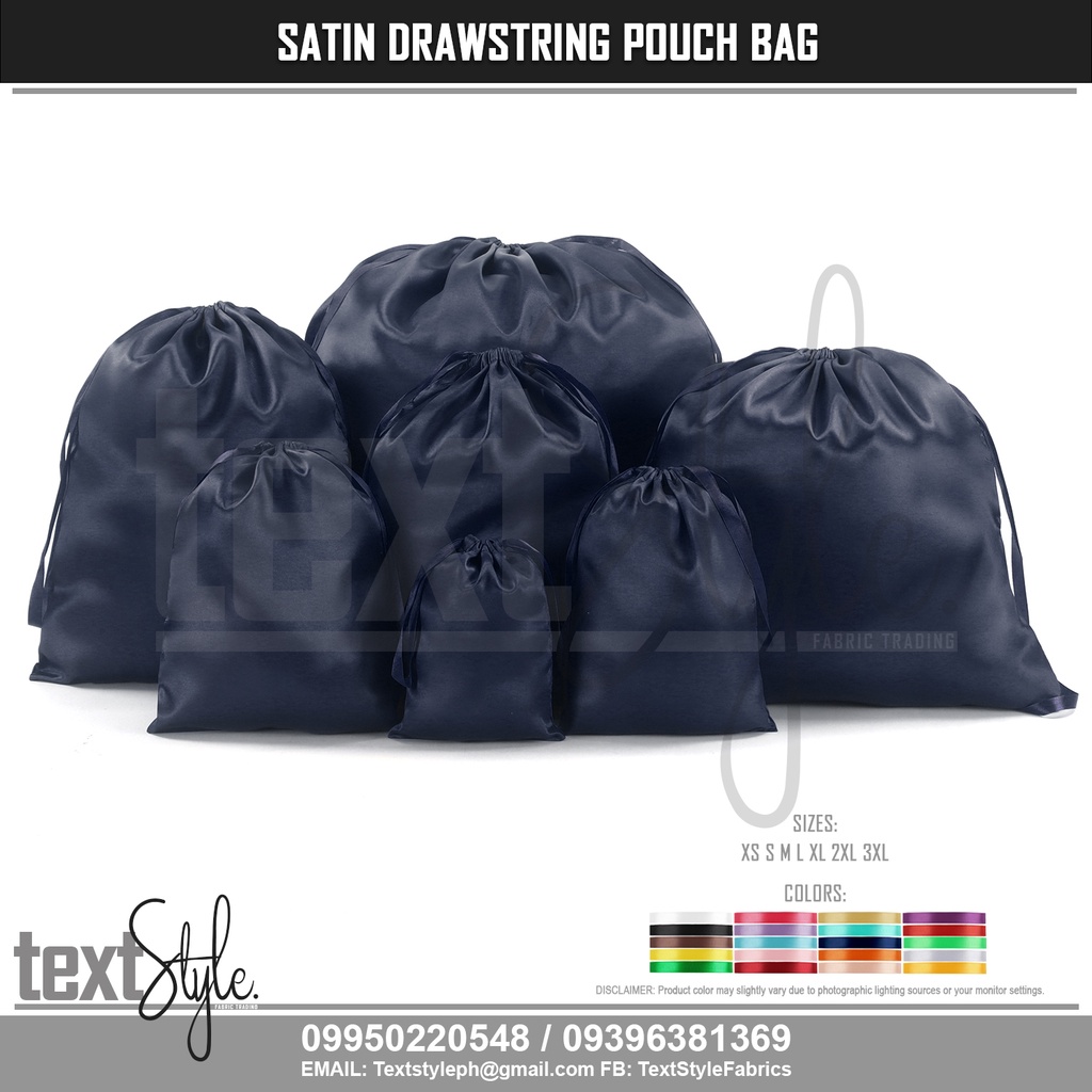 Textstyle Navy Blue Silk Satin Ribbon Drawstring Satin Pouch Bag Dust ...