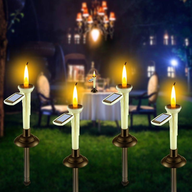Solar Long Candles Flameless Lamp Light Outdoor with Stakes Waterproof ...