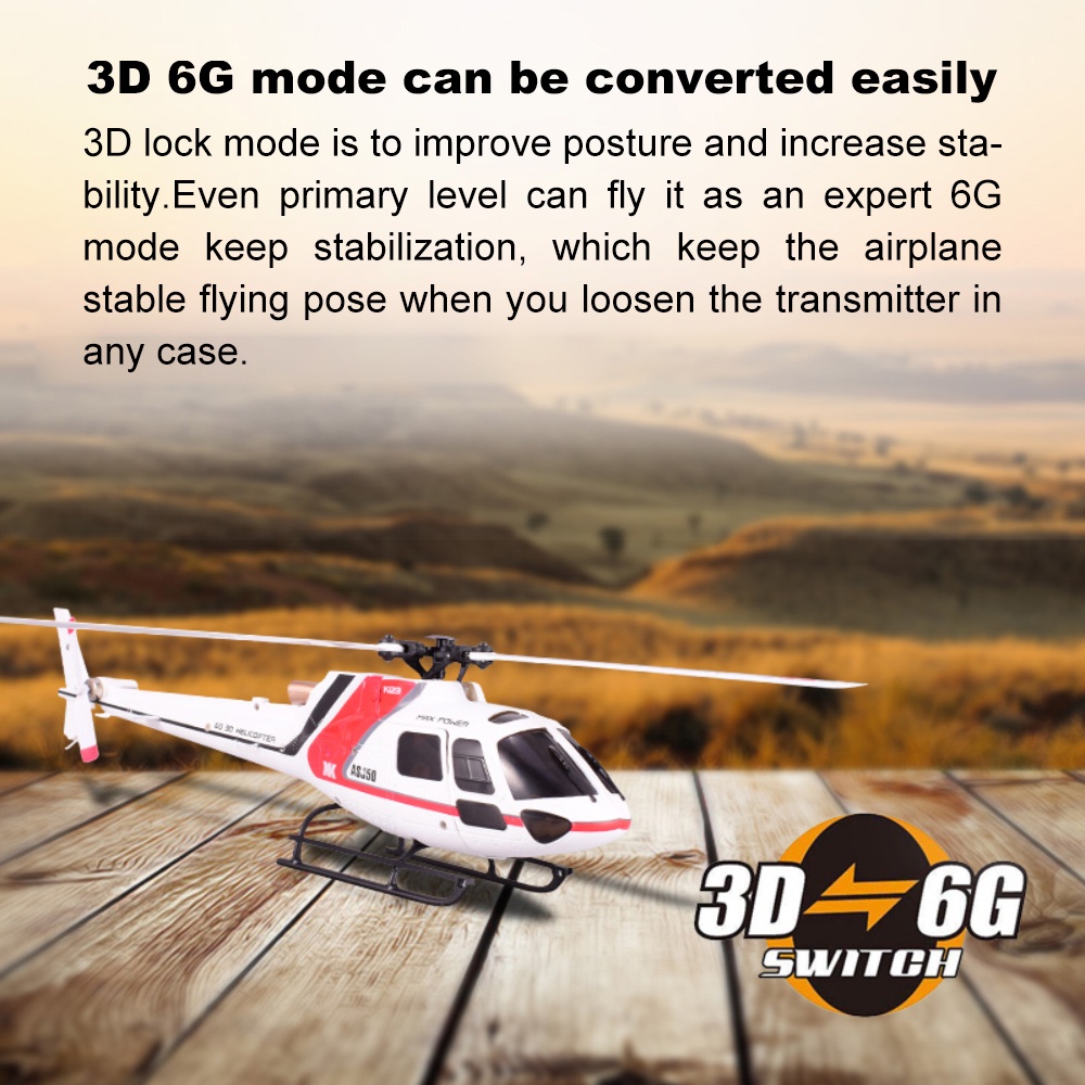 Wltoys XK Helicopter K123 AS350 6CH 3D 6G System Remote Control Toy ...