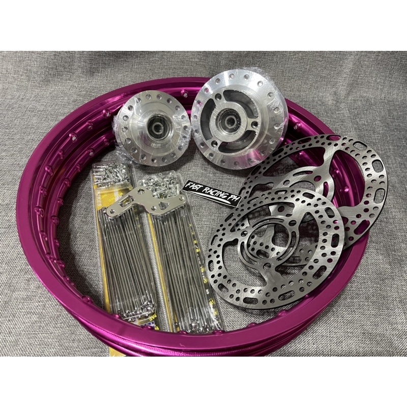 RAIDER 150 carb fi RIM SET black pink 1.4 all hub with bearing chrome ...